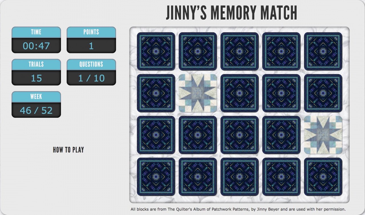 Jinny's Memory Match: 01/11/23 - The Quilt Show Quilting Blog