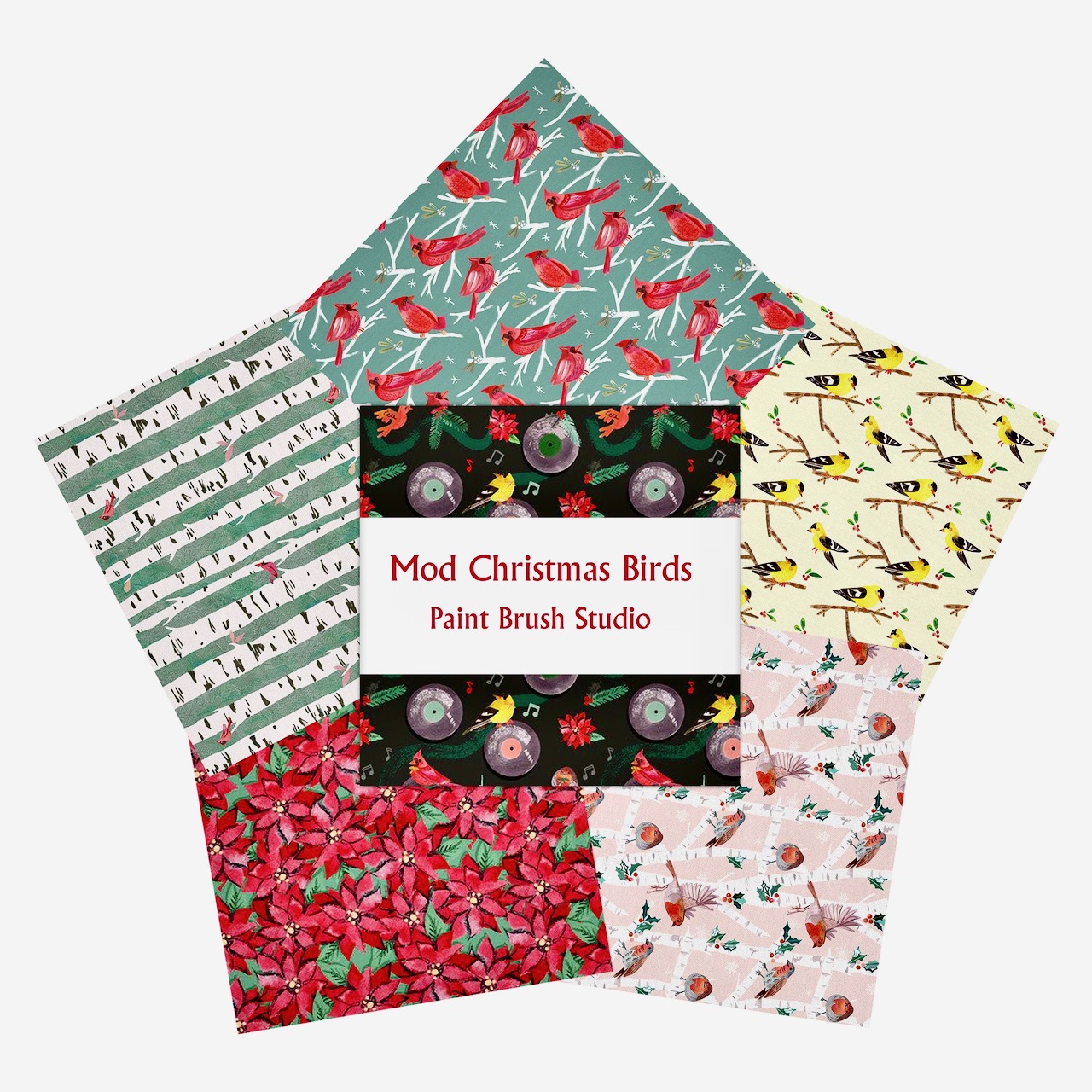Mod Christmas Birds Fat Quarter Bundle
